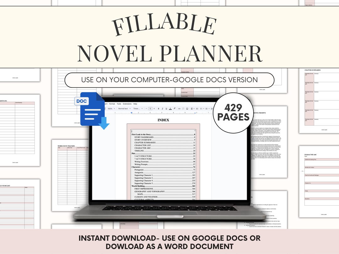 Fillable Ultimate Novel Planner: Author Workbook & Novel Story Template ...