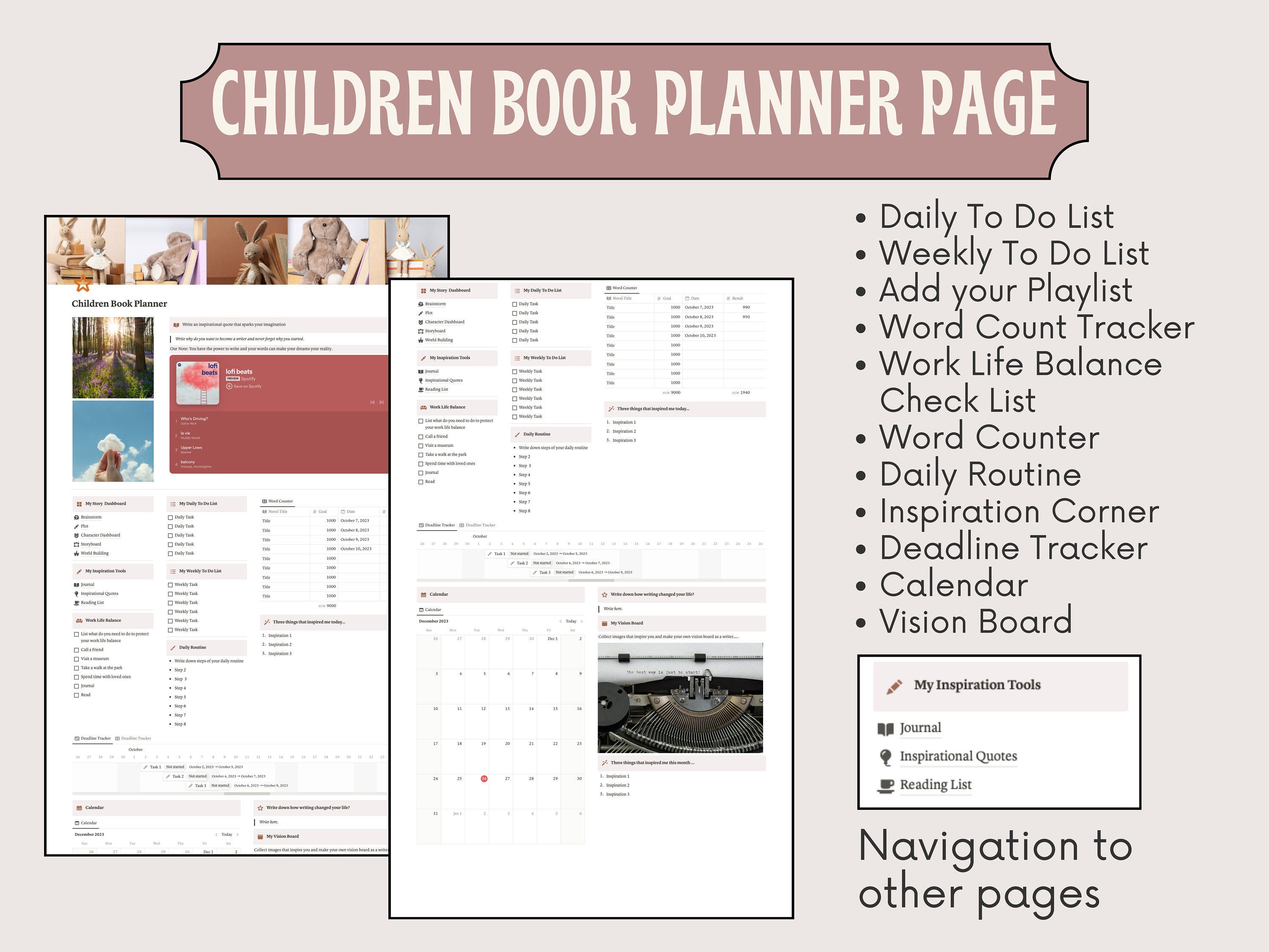 Notion Children Book Planner, Child Book Author Notion Planner ...