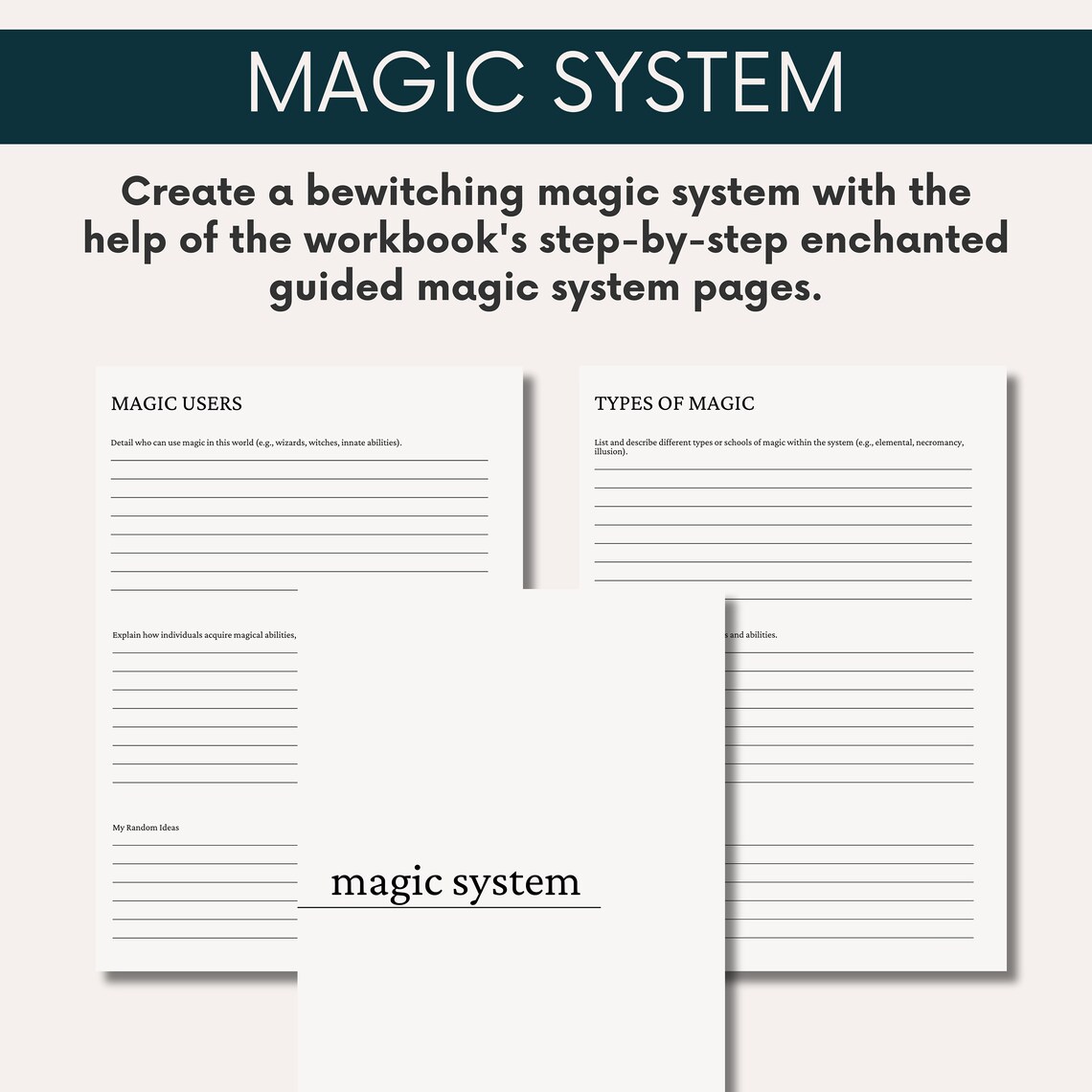 Fantasy Book Planner, Fiction Writing Workbook: Magic Systems, World ...