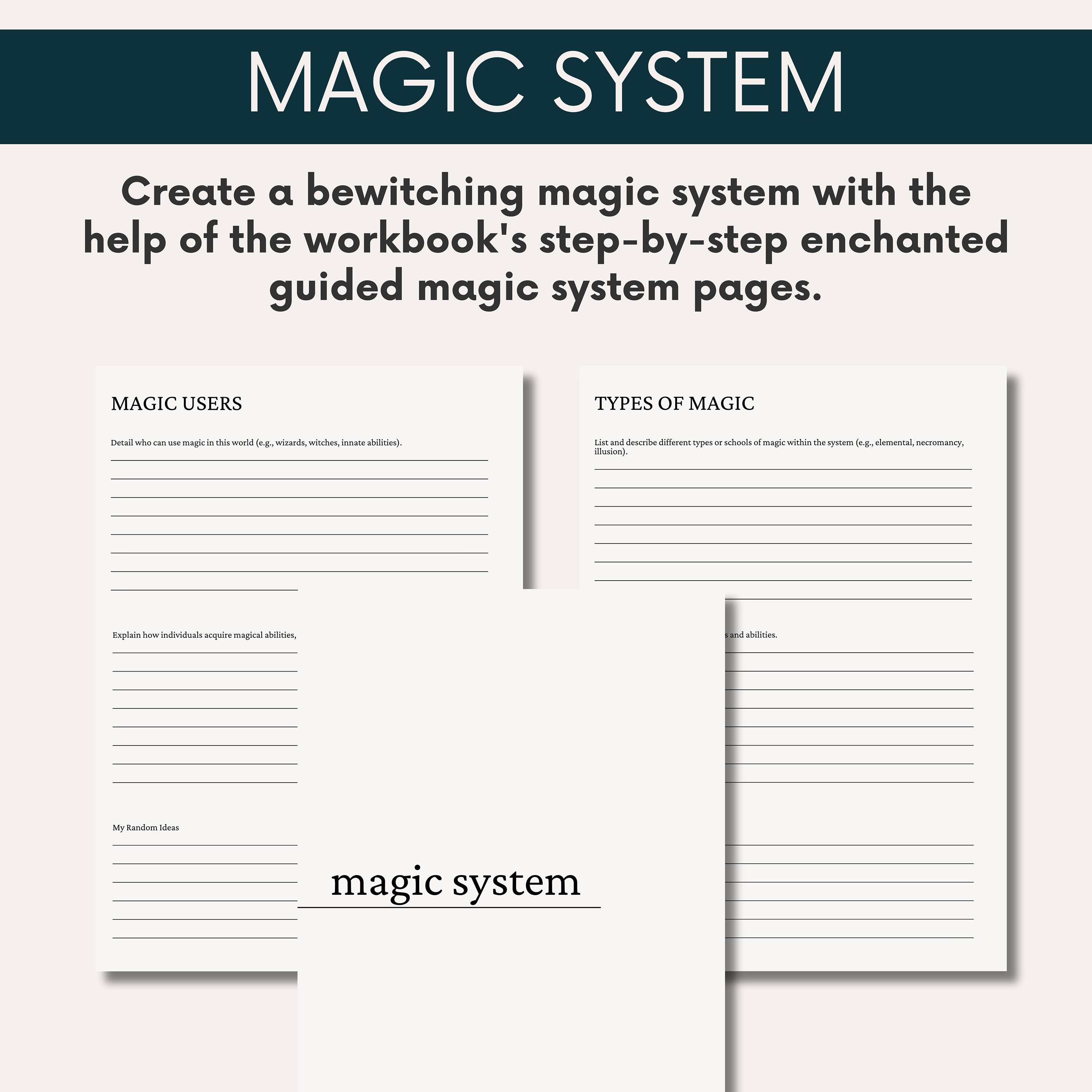 Fantasy Book Planner, Fiction Writing Workbook: Magic Systems, World ...