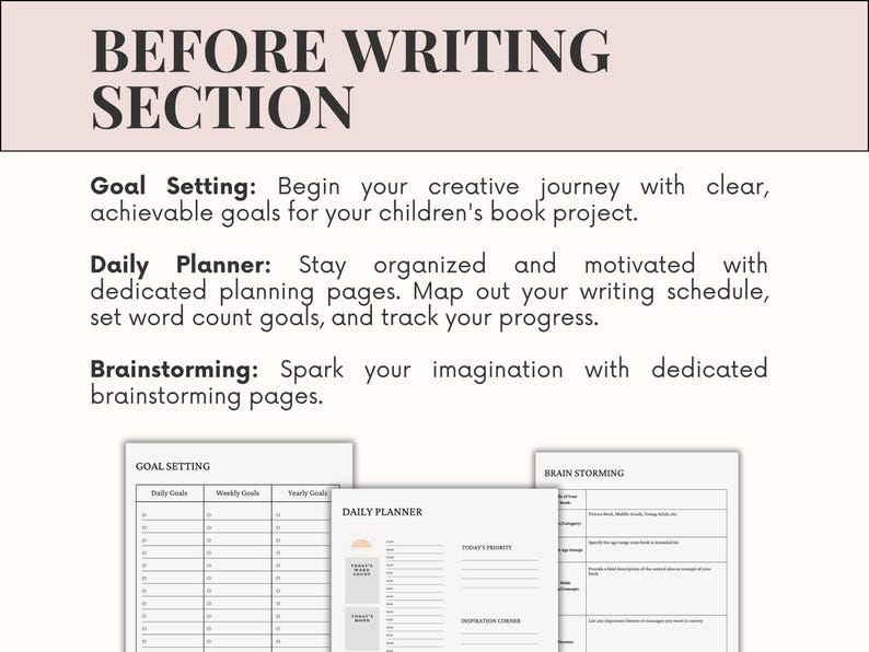 Fillable Children's Book Planner, Author Children Book Plan, Write a ...