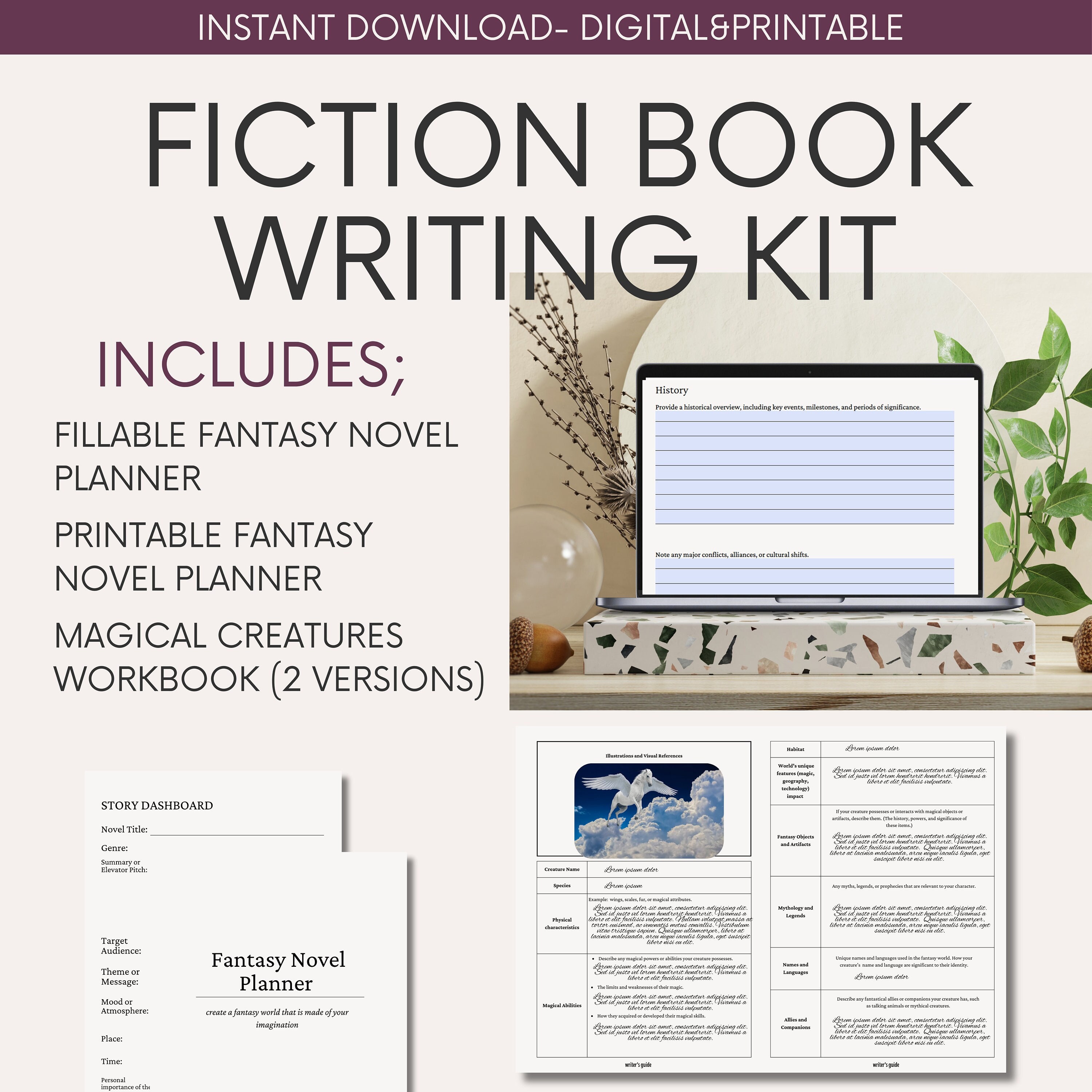 Fillable Fiction Book Writing Kit, World Building Worksheet, Writing ...