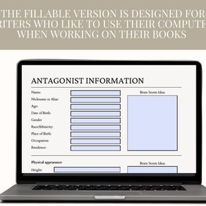 Fillable Antagonist Workbook I Villan Planner I Writing Worksheets I ...