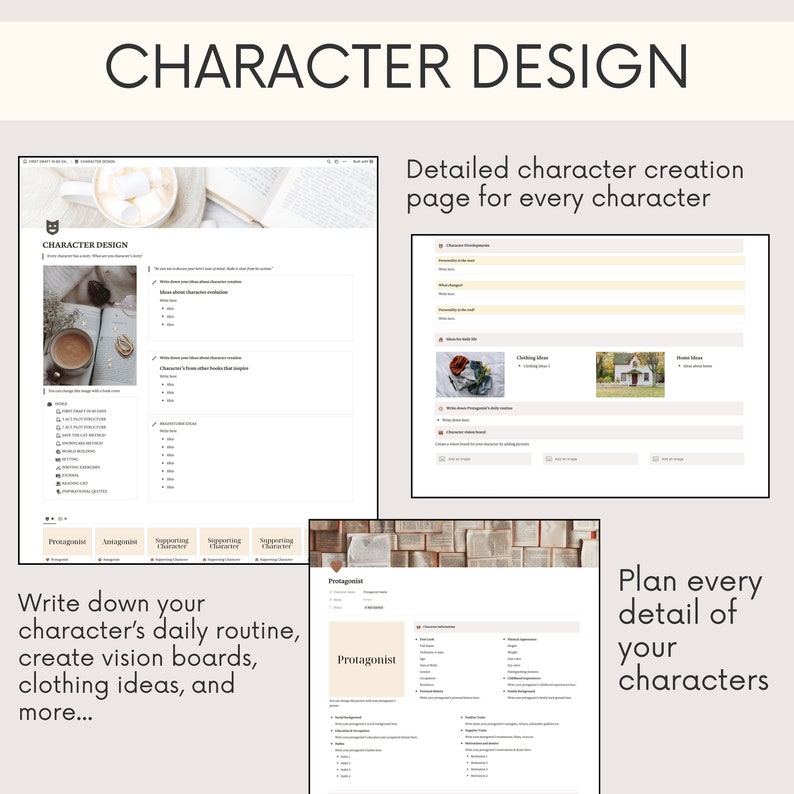 Novel Writing Notion Template, Guided Novel Planner, Book Writing ...