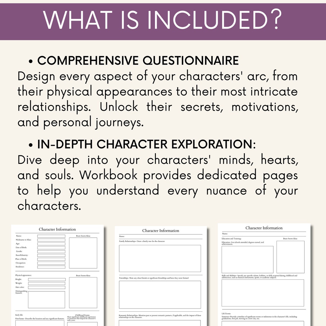 Novel Character Planner, Author Planner Character Workbook, Character ...