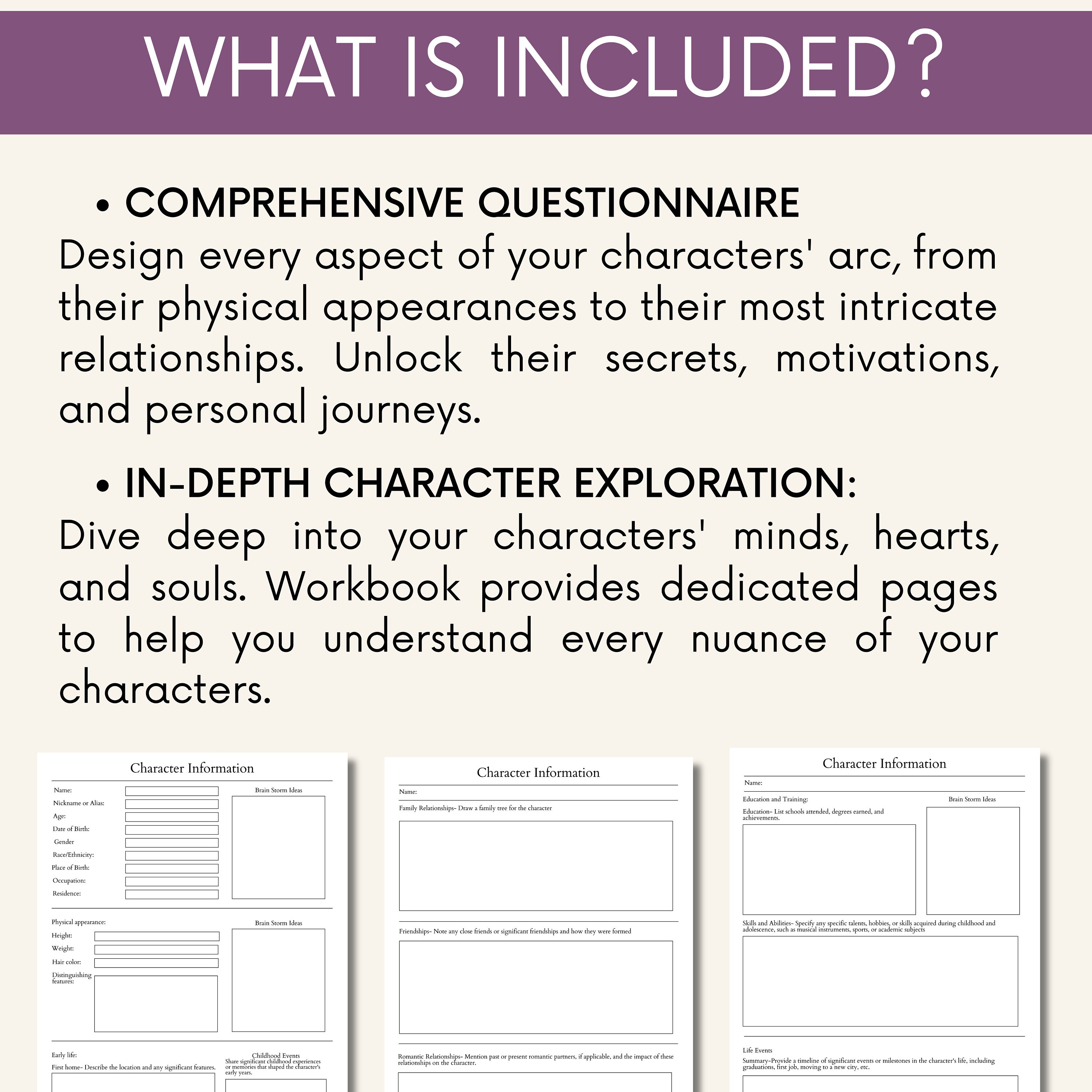 Novel Character Planner, Author Planner Character Workbook, Character ...