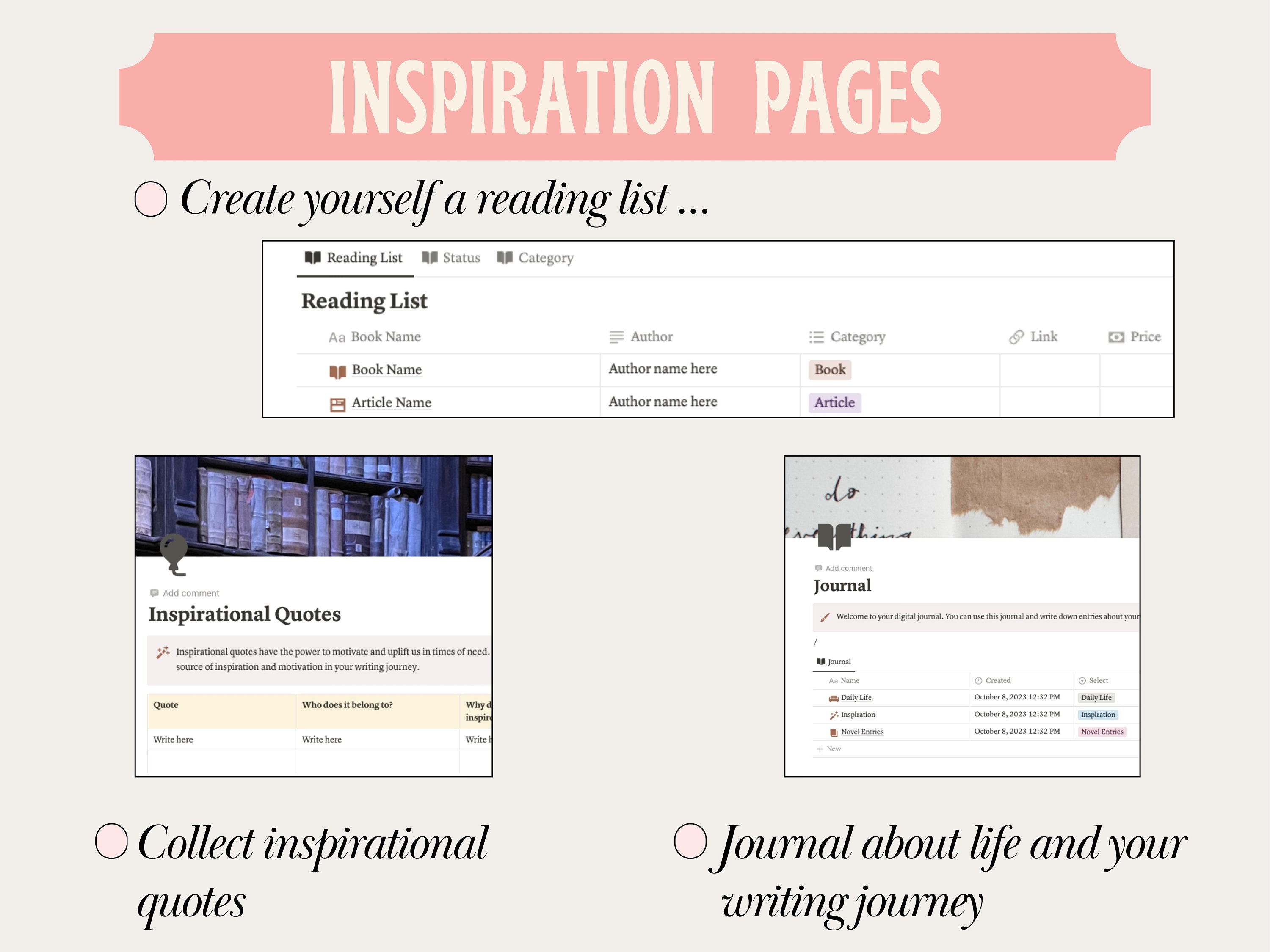 Notion Template for Writers, Writers Planner, Notion Planner, Digital ...