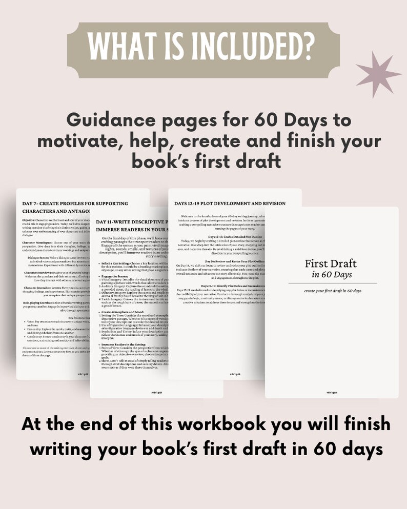 Guided Book Writing Planner in 60 Days, Novel Planner, Novel Planning ...