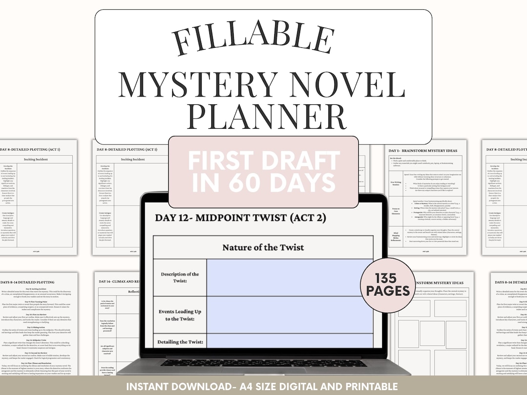 Murder Mystery Novel Planner, Book Planner With Book Outlines, Writing ...