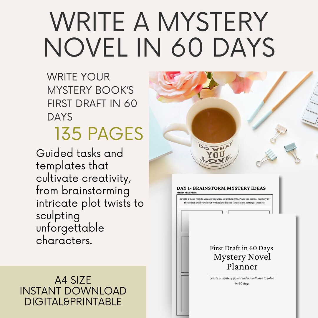 Write a Mystery Book in 60 Days, Digital Novel Planner, Mystery Book ...