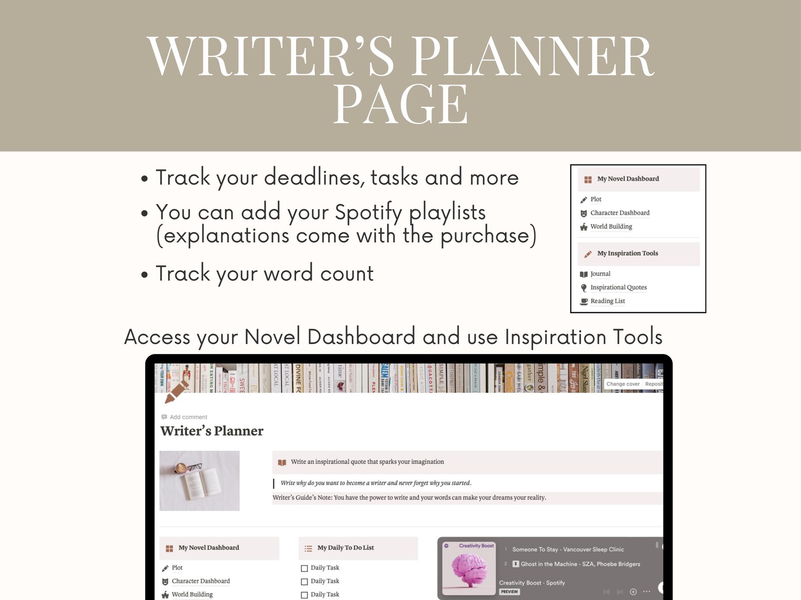 Notion Template Novel Planner, Book Writing Planner, World Building Notion, Novel Writing Notion ...