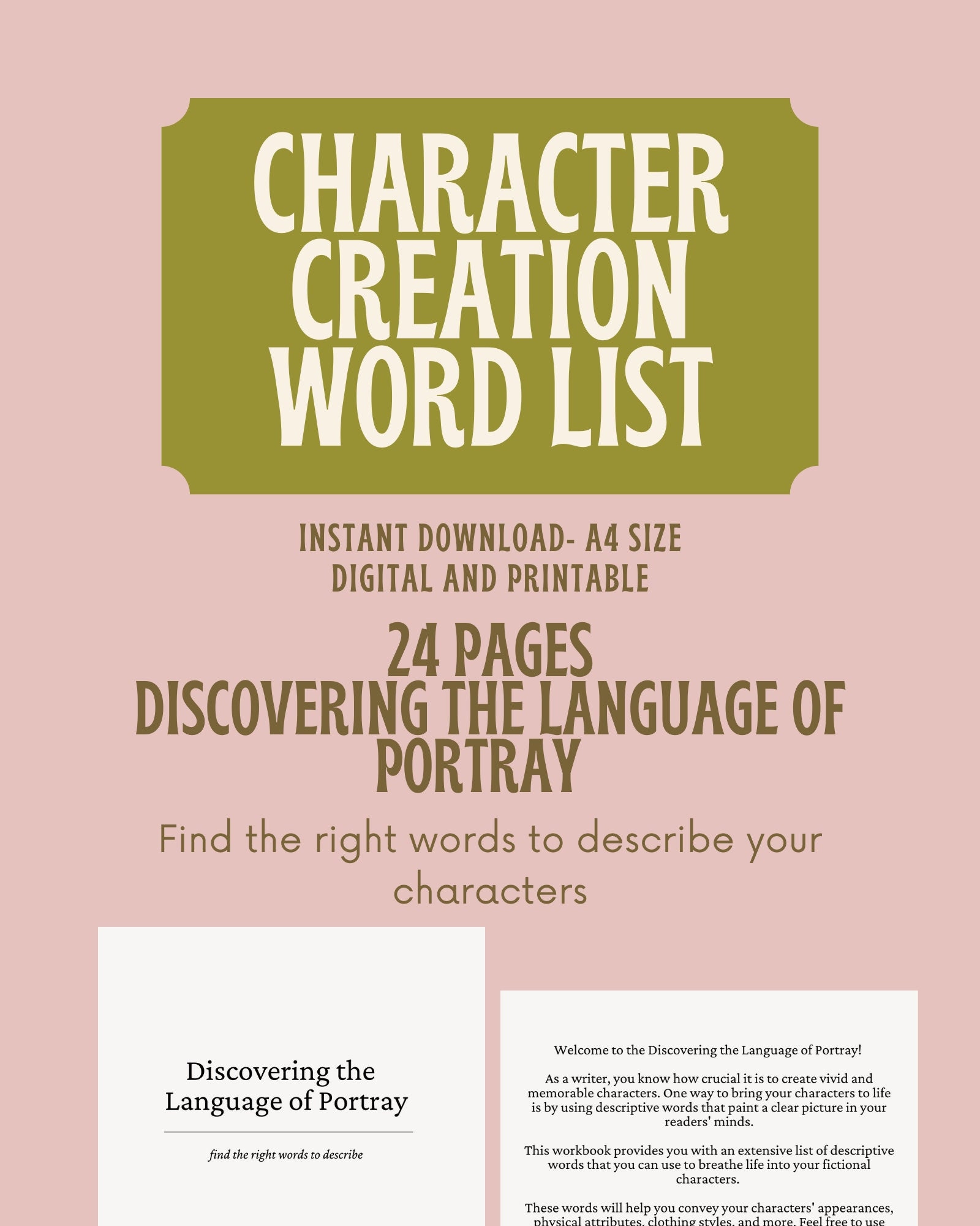 Character Creation Word List Descriptive Words for Writers Character ...