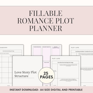Romance Novel Plot Planner: Love Story Outline Template (fillable PDF ...