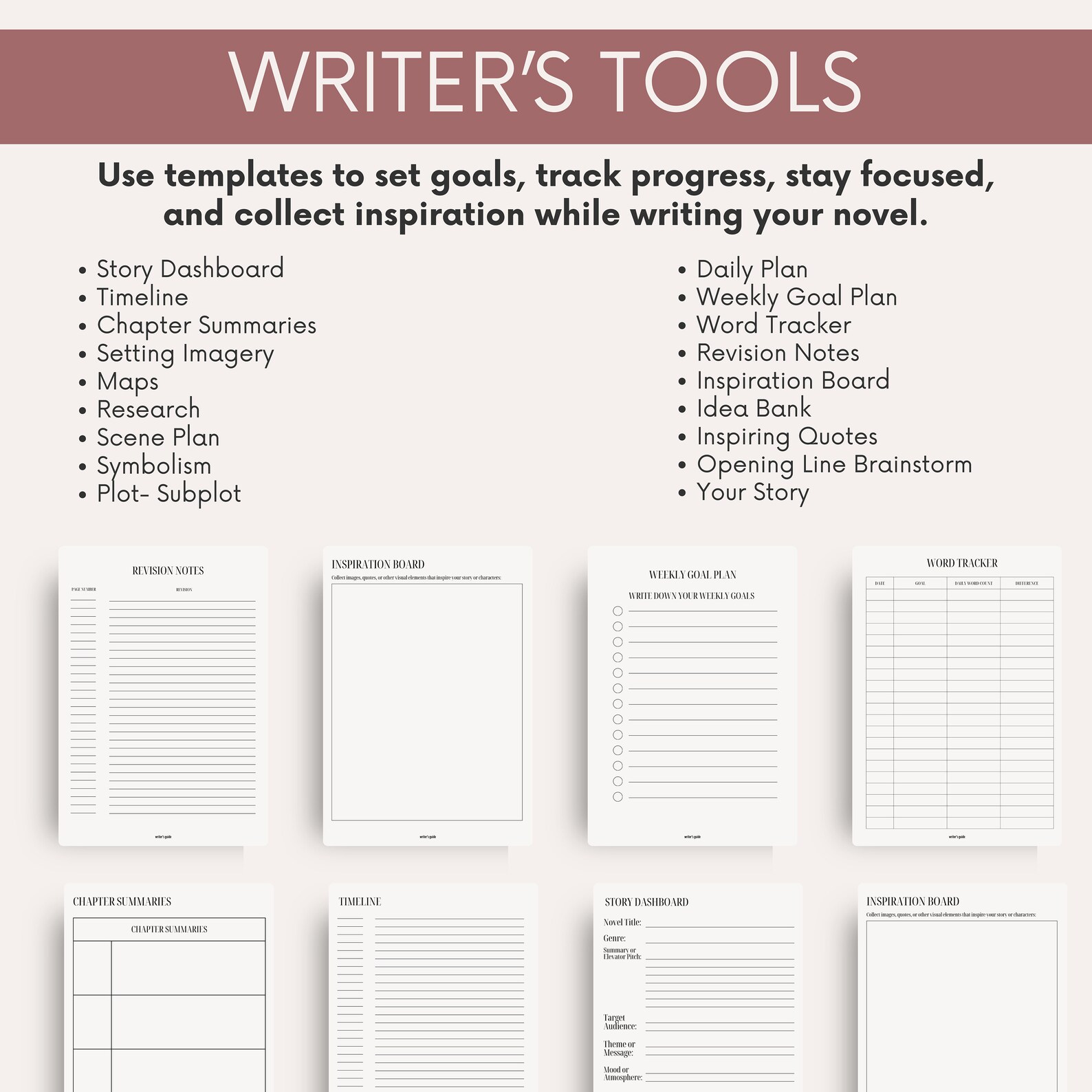 Ultimate Novel Planner Book Writing Planner, Plot Your Novel Outline ...