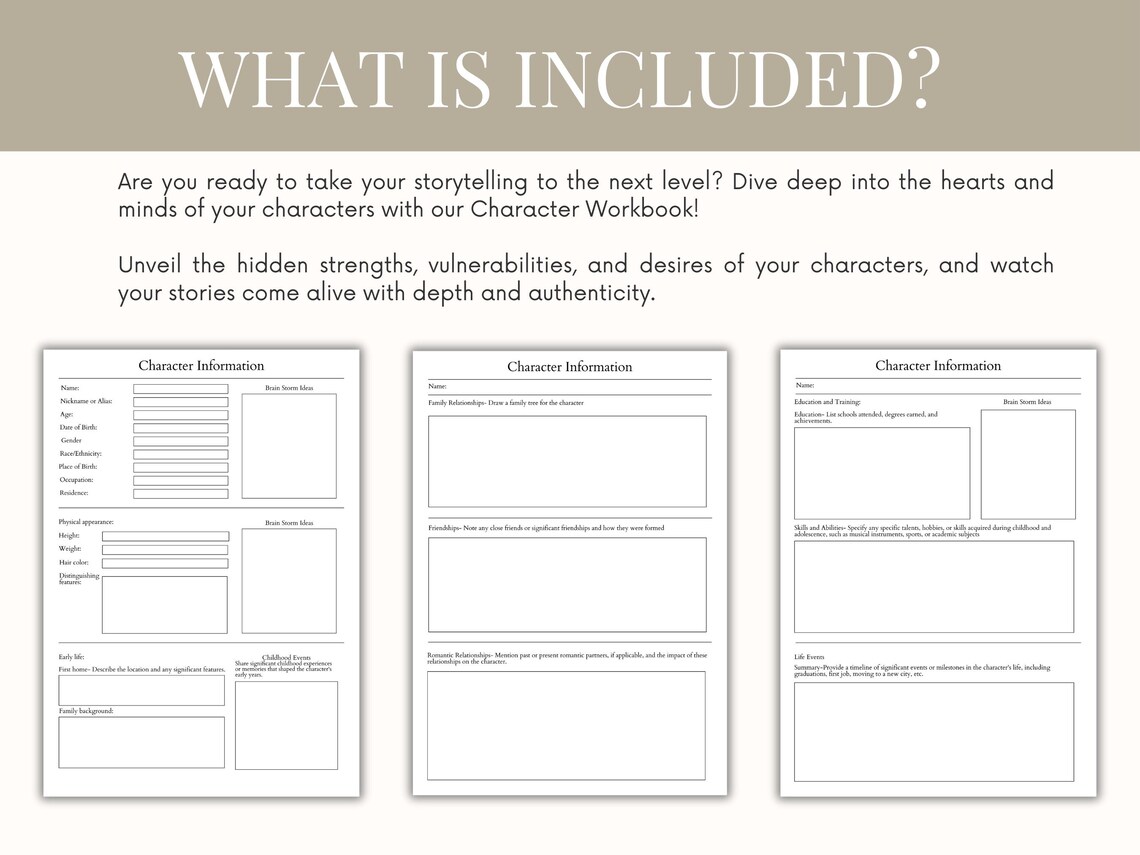 Novel Character Workbook: Fanfic Character Design, Author Writing ...