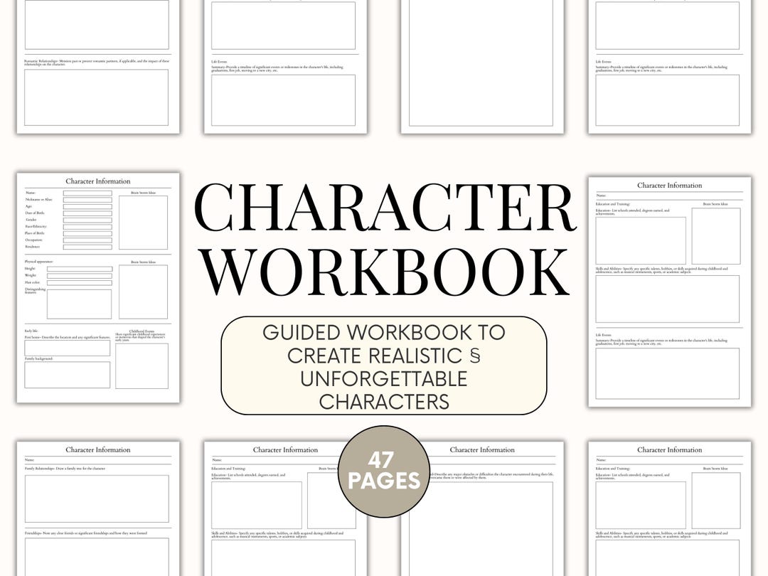 Novel Character Planner, Author Planner Character Workbook, Character ...