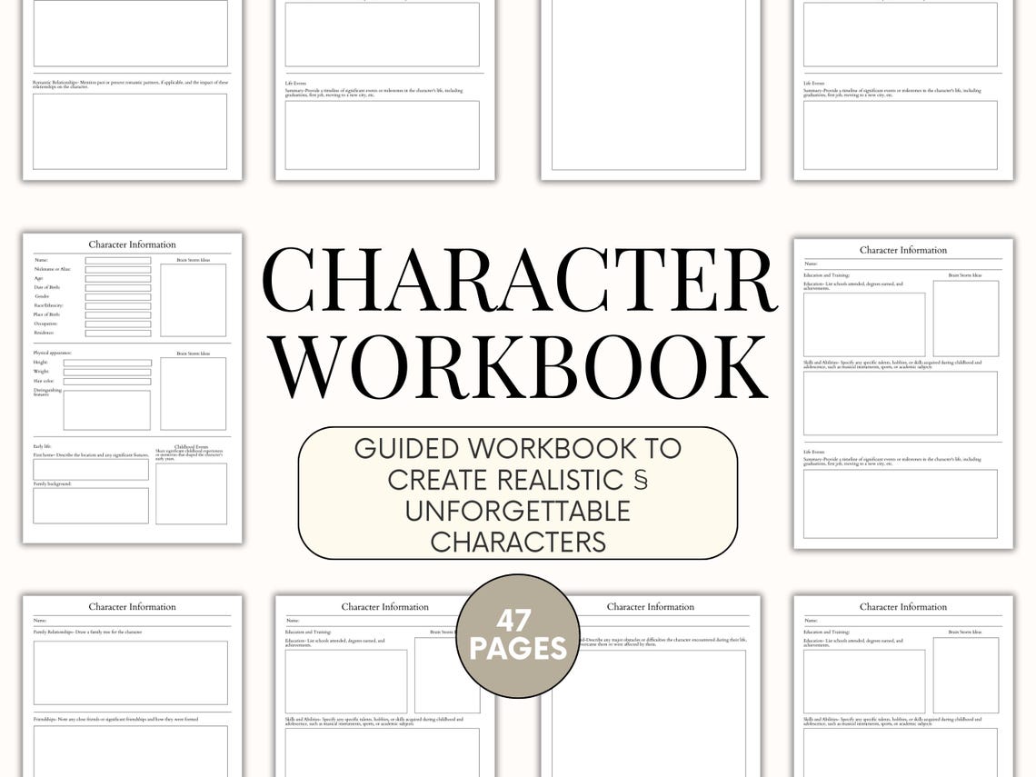 Novel Character Workbook: Fanfic Character Design, Author Writing ...