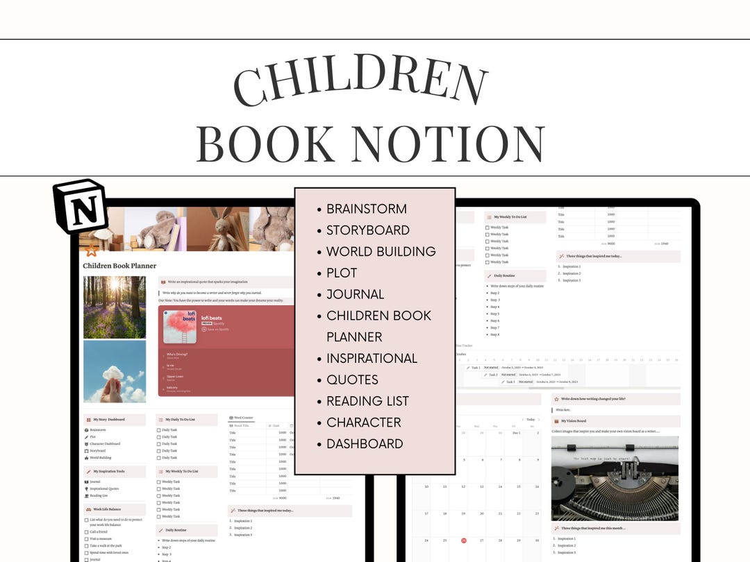 Notion Children Book Planner, Child Book Author Notion Planner ...