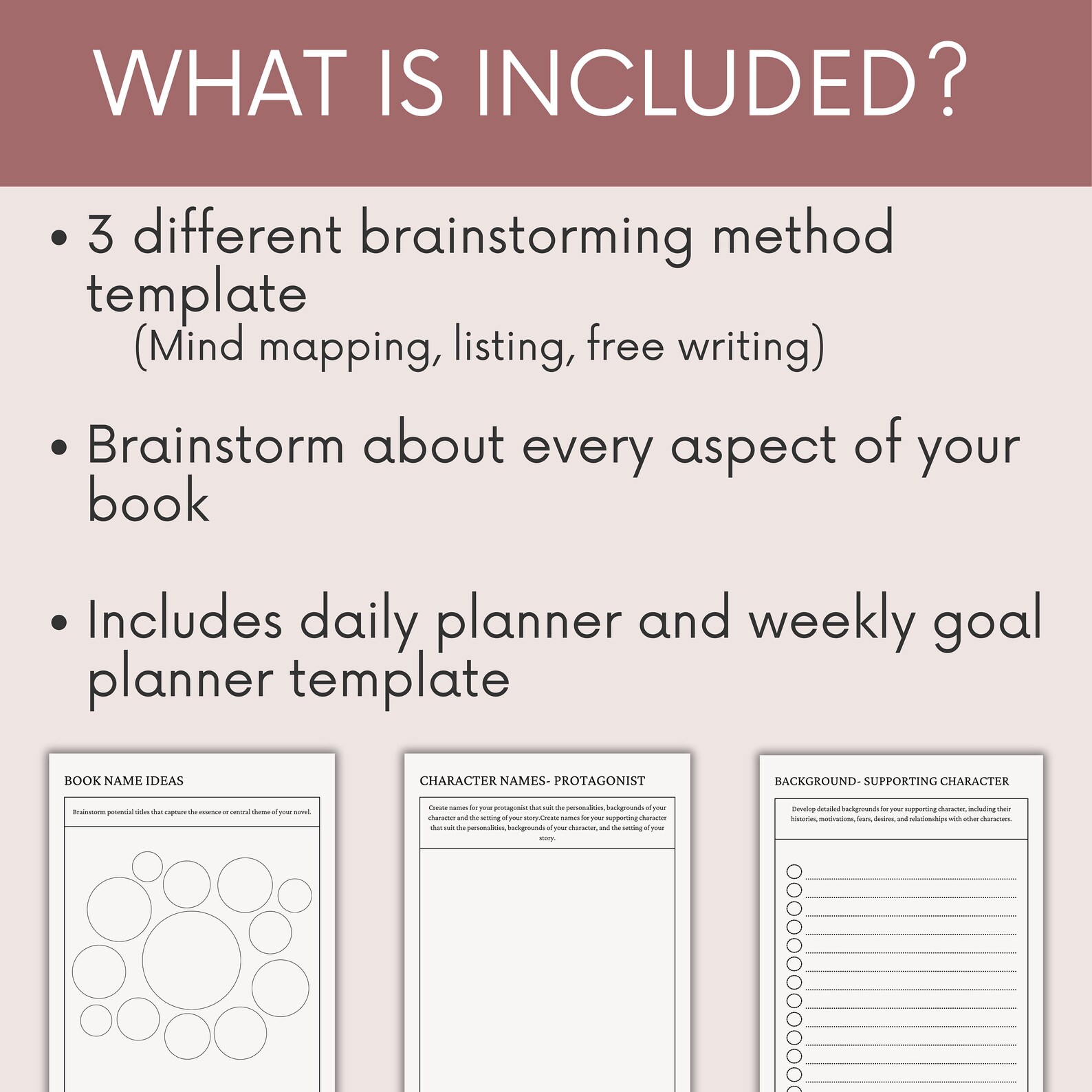 Fillable Brainstorming Writing Template Worksheets, Novel Outline, Plot ...