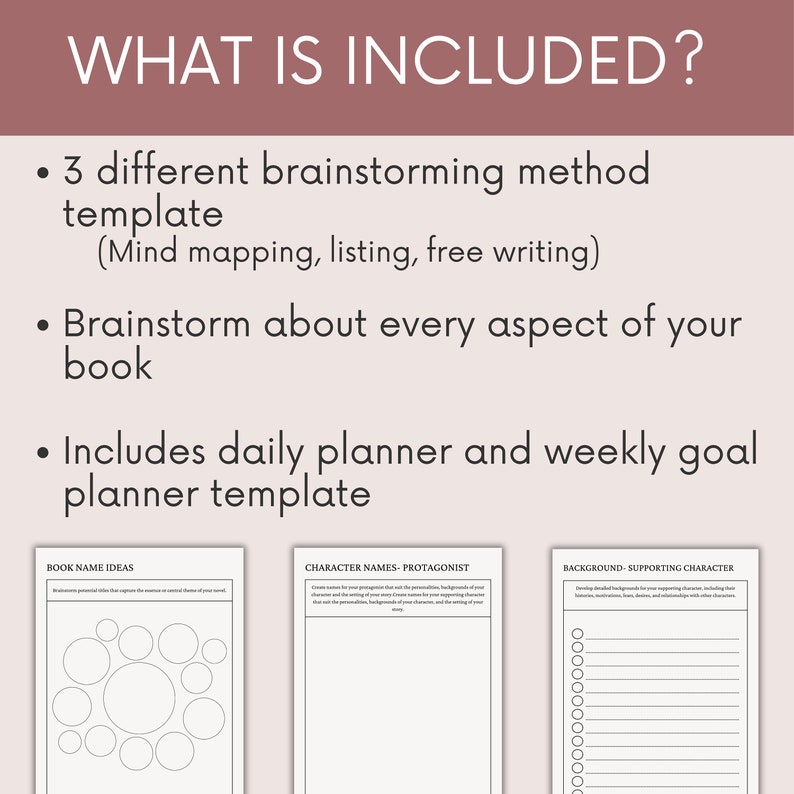 Fillable Brainstorming Writing Template Worksheets, Novel Outline, Plot Planner, Author Workbook ...