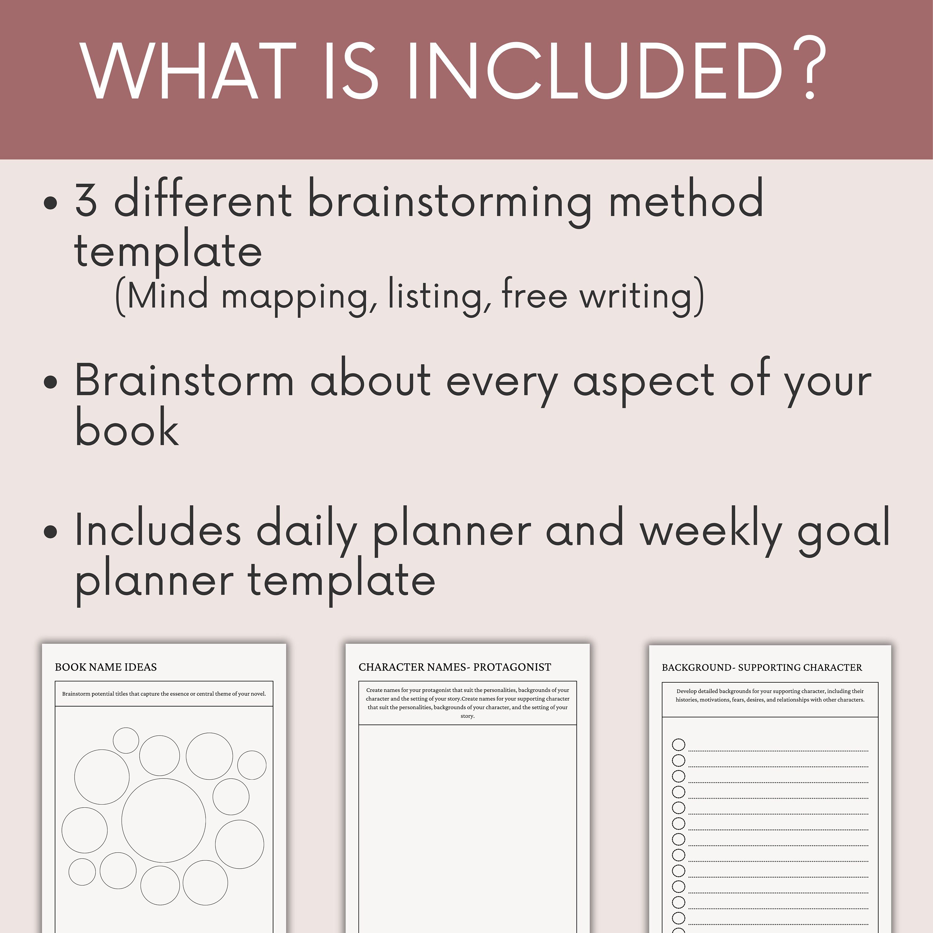 Fillable Brainstorming Writing Template Worksheets, Novel Outline, Plot ...