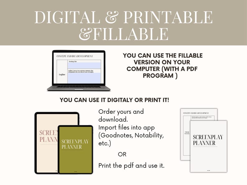 Screenplay Planner: Fillable Screenwriting Template, Movie Plot Plan - Etsy