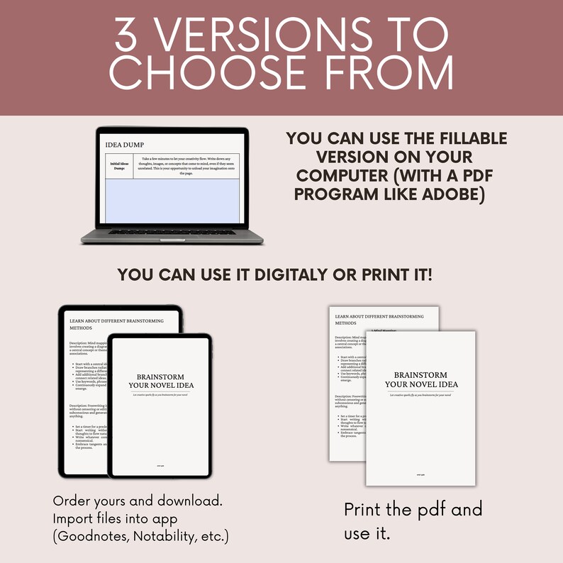 Fillable Brainstorming Writing Template Worksheets, Novel Outline, Plot ...