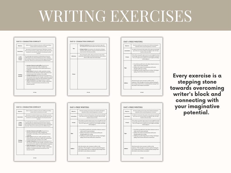 30 Day Writing Challenge Workbook: Daily Prompts & Exercises Tips - Etsy
