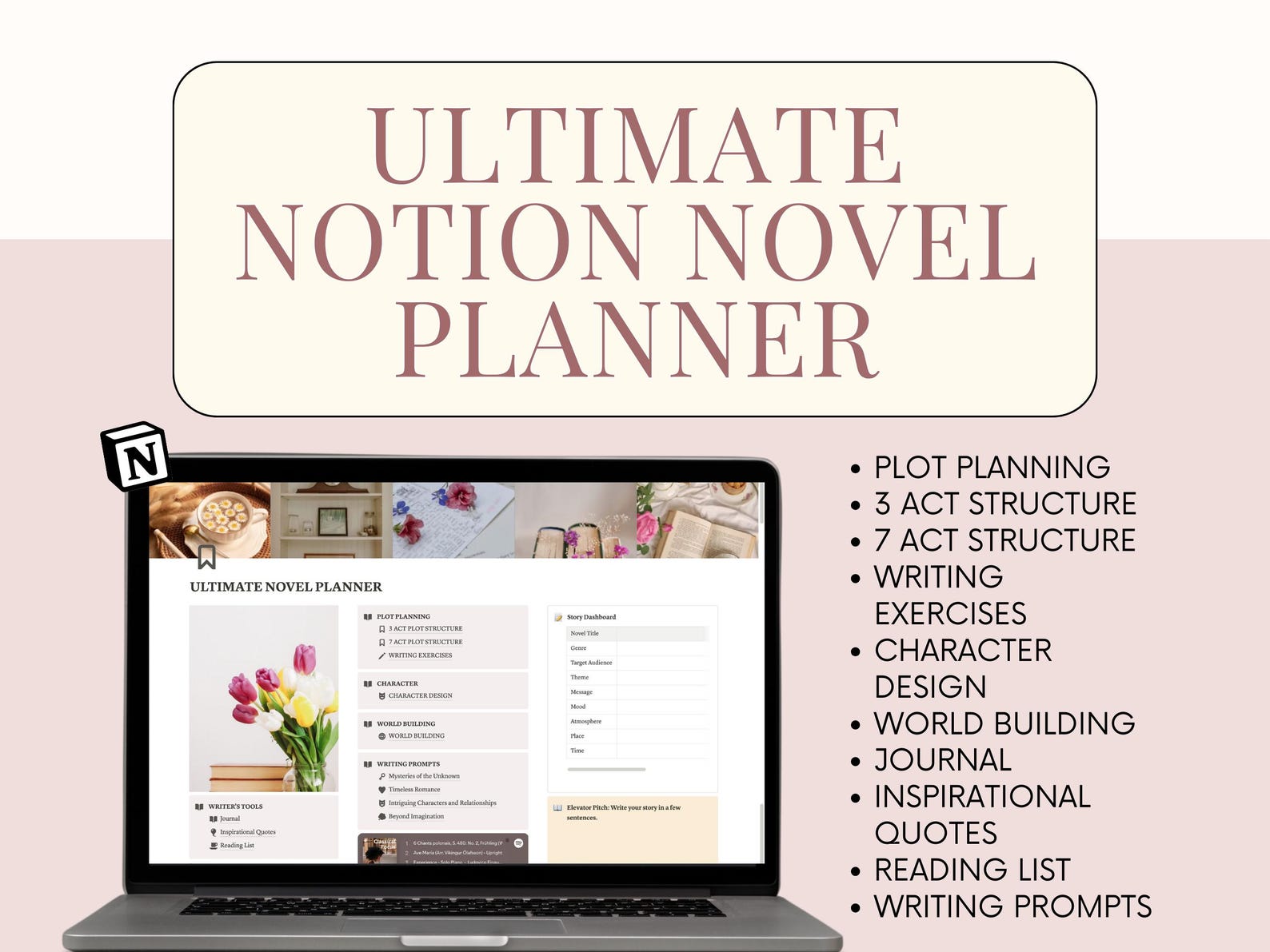 Notion Template Novel Planner, Book Writing Planner, World Building ...