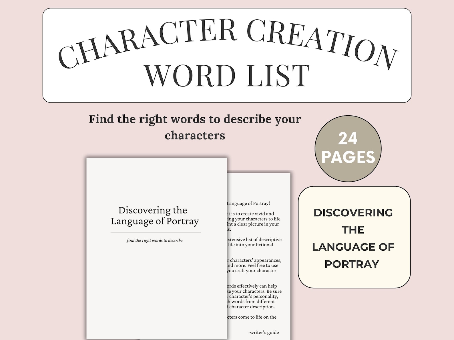 Character Creation Word List Descriptive Words for Writers Character ...
