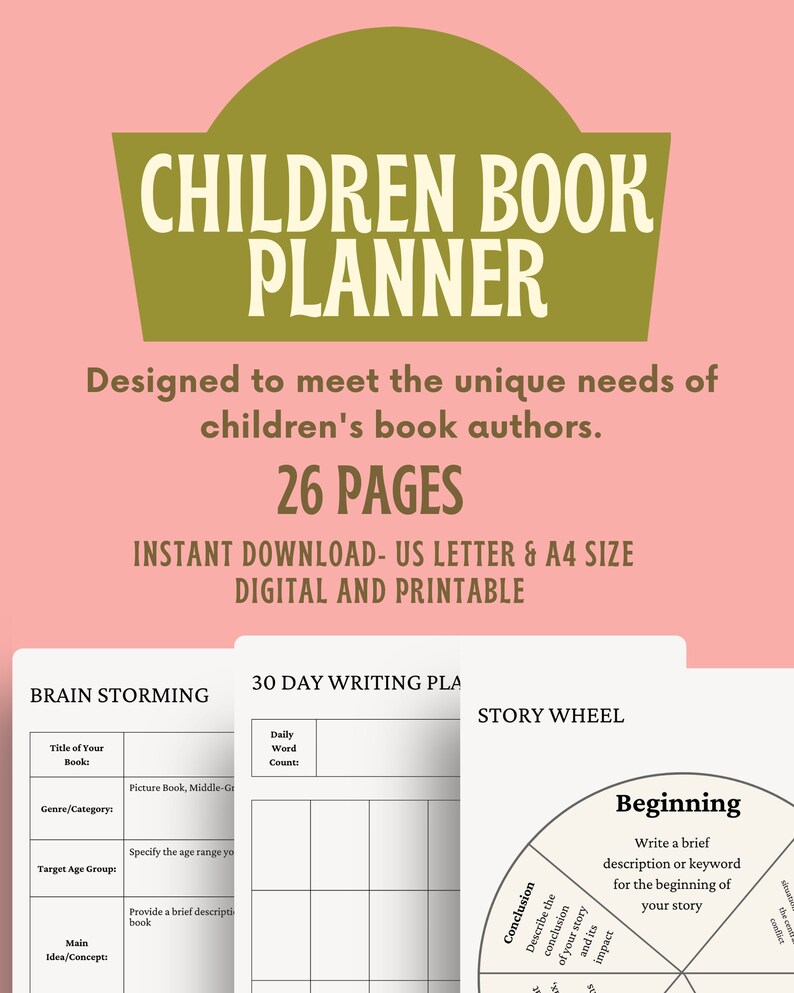 Children's Book Planner, Author Children Book Plan, Write a Childrens ...