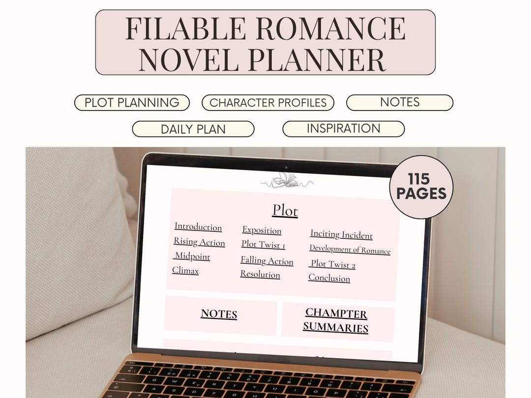 Romance Fillable Novel Planner Novel Outline Workbook for Romance ...
