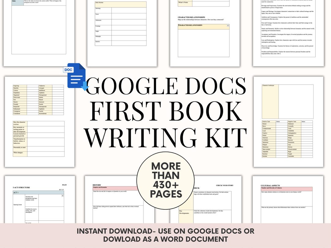 First Book Writing Kit:novel Plot Planner, Character Workbook, Write a ...
