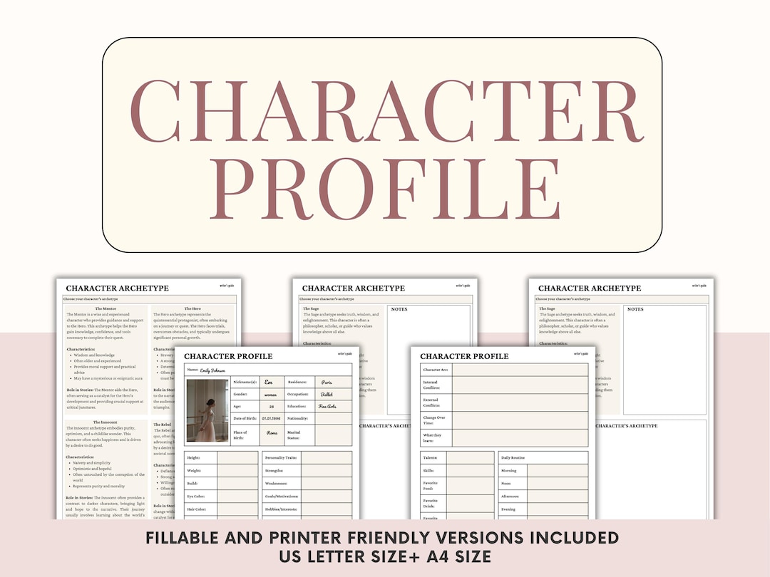Fillable Character Profile Chart: Novel Prep Workbook, Character ...