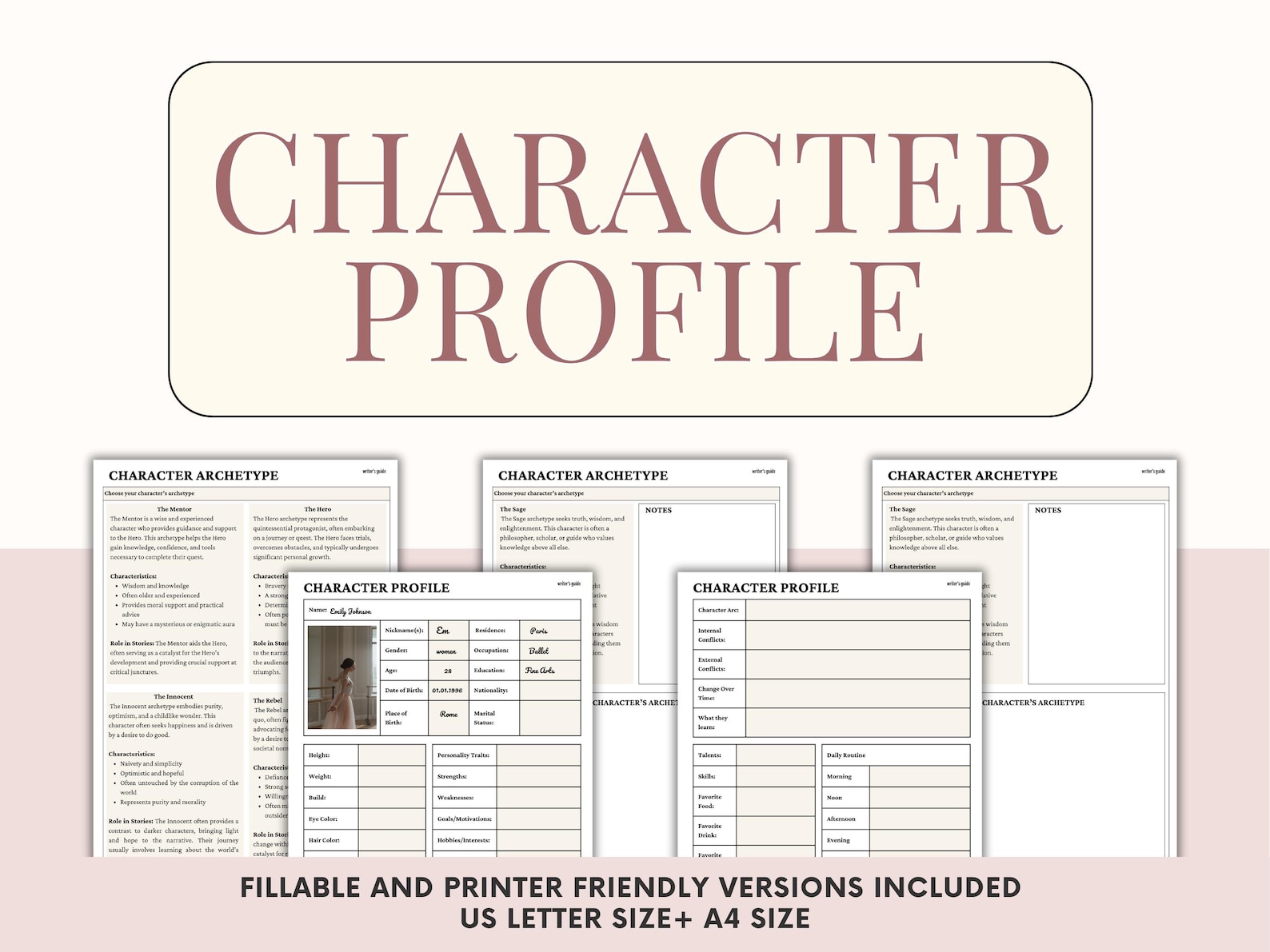 Fillable Character Profile Chart: Novel Prep Workbook, Character ...
