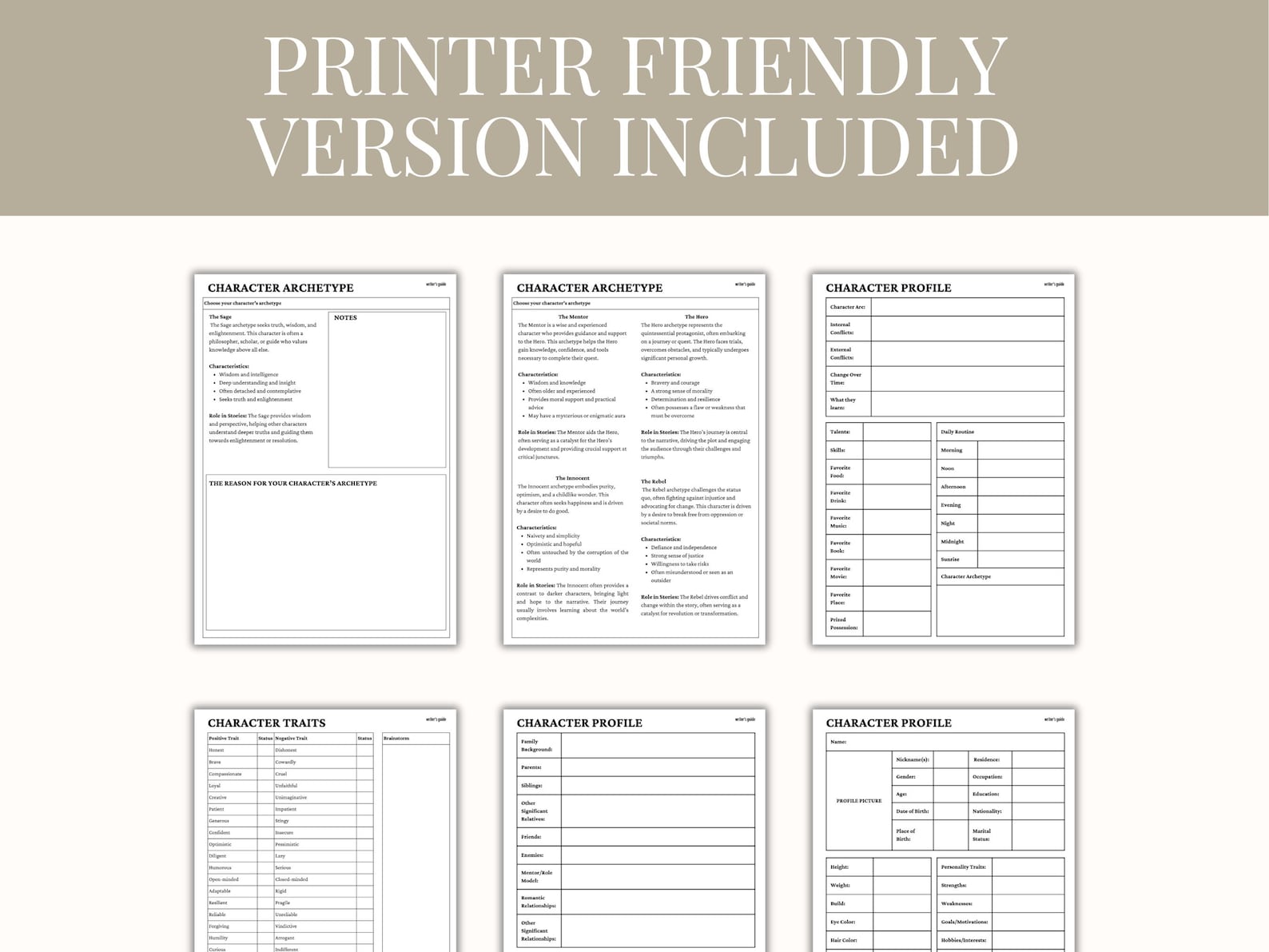 Fillable Character Profile Chart: Novel Prep Workbook, Character ...