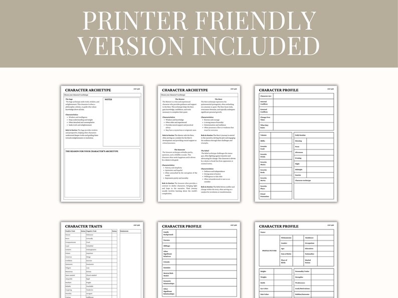 Fillable Character Profile Chart: Novel Prep Workbook, Character ...