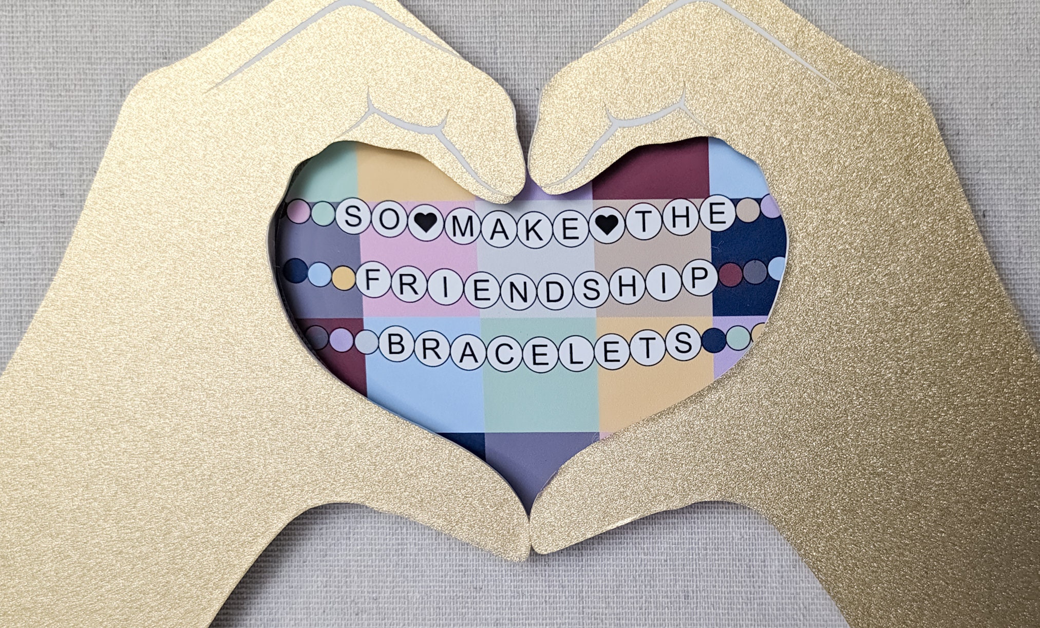 Friendship Bracelet Display Case - White Shadow Box With Gold Heart ...