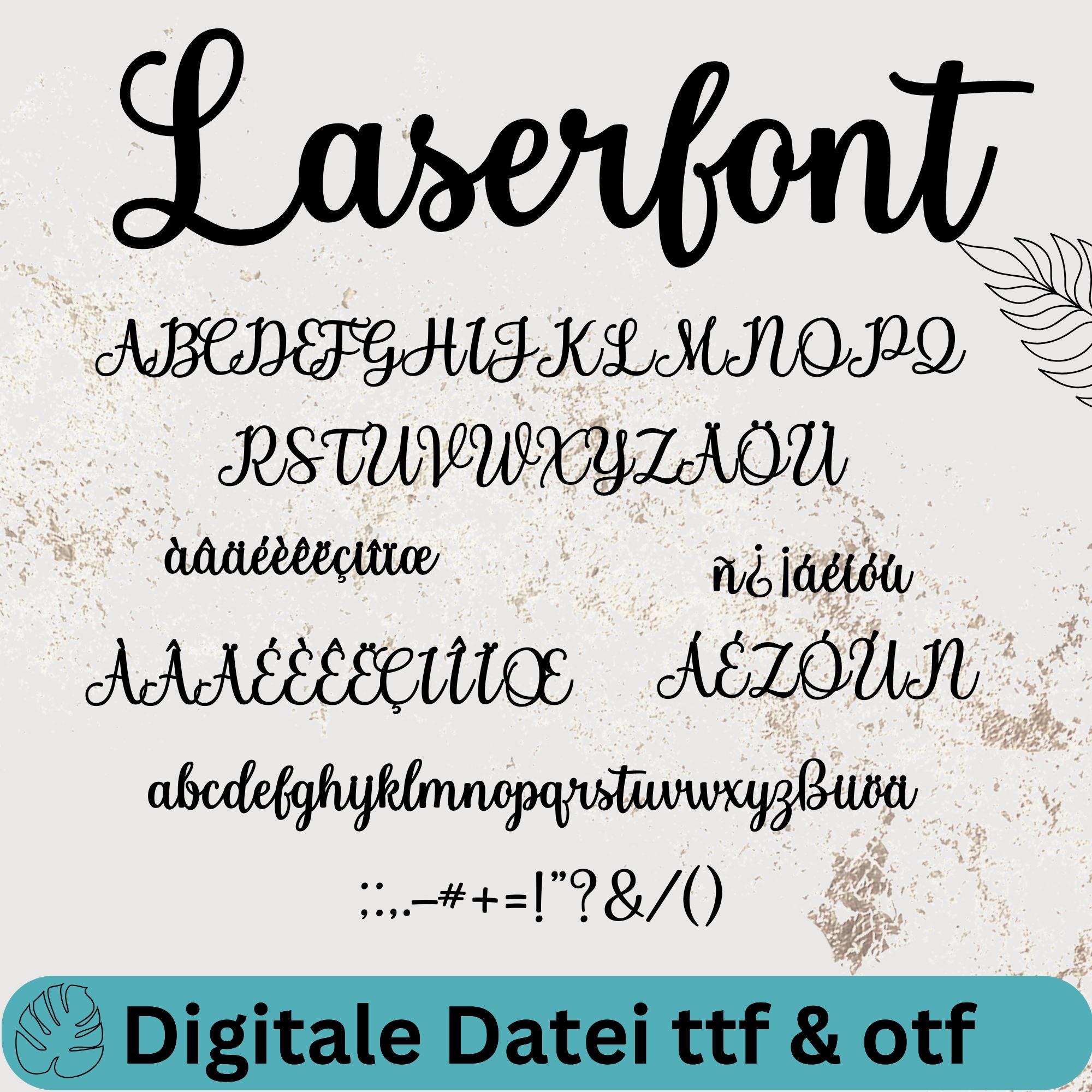 Elegant Laser Font With Connected Letters and Umlauts, No Post ...