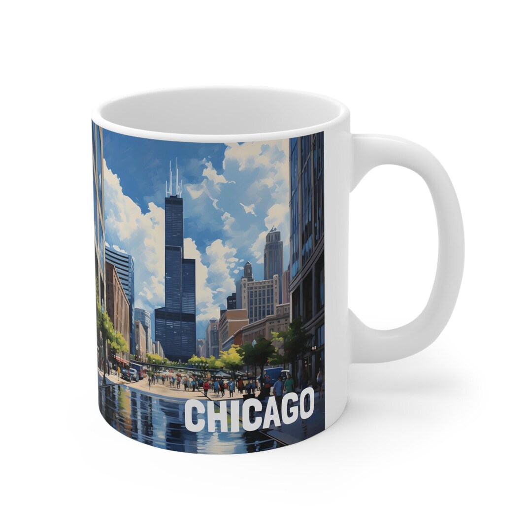 Chicago Willis Tower Mug Sears Tower Mug Chicago Mug Chicago-based Art ...