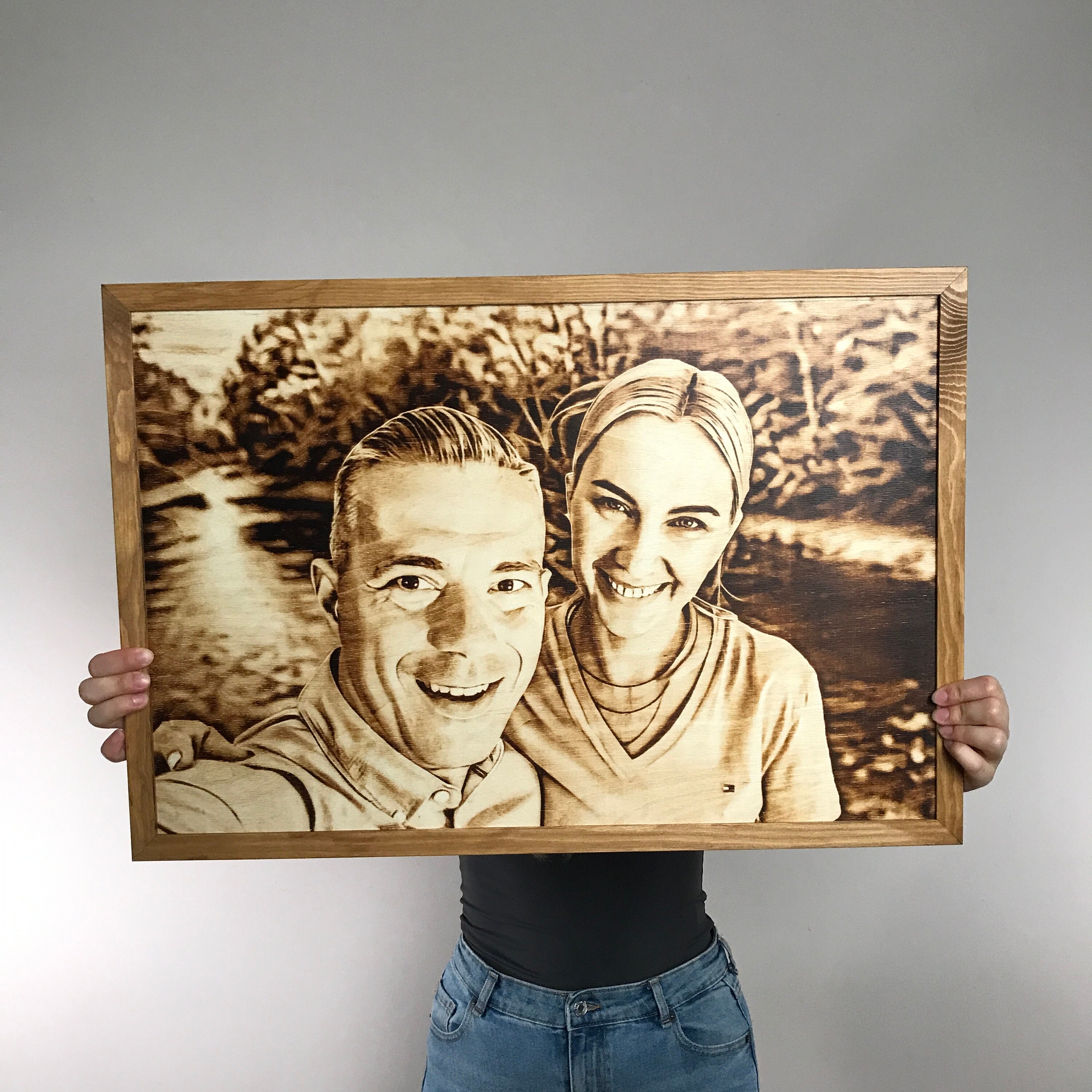 Photo Burned Onto Wood Portrait On Wood Anniversary T Etsy