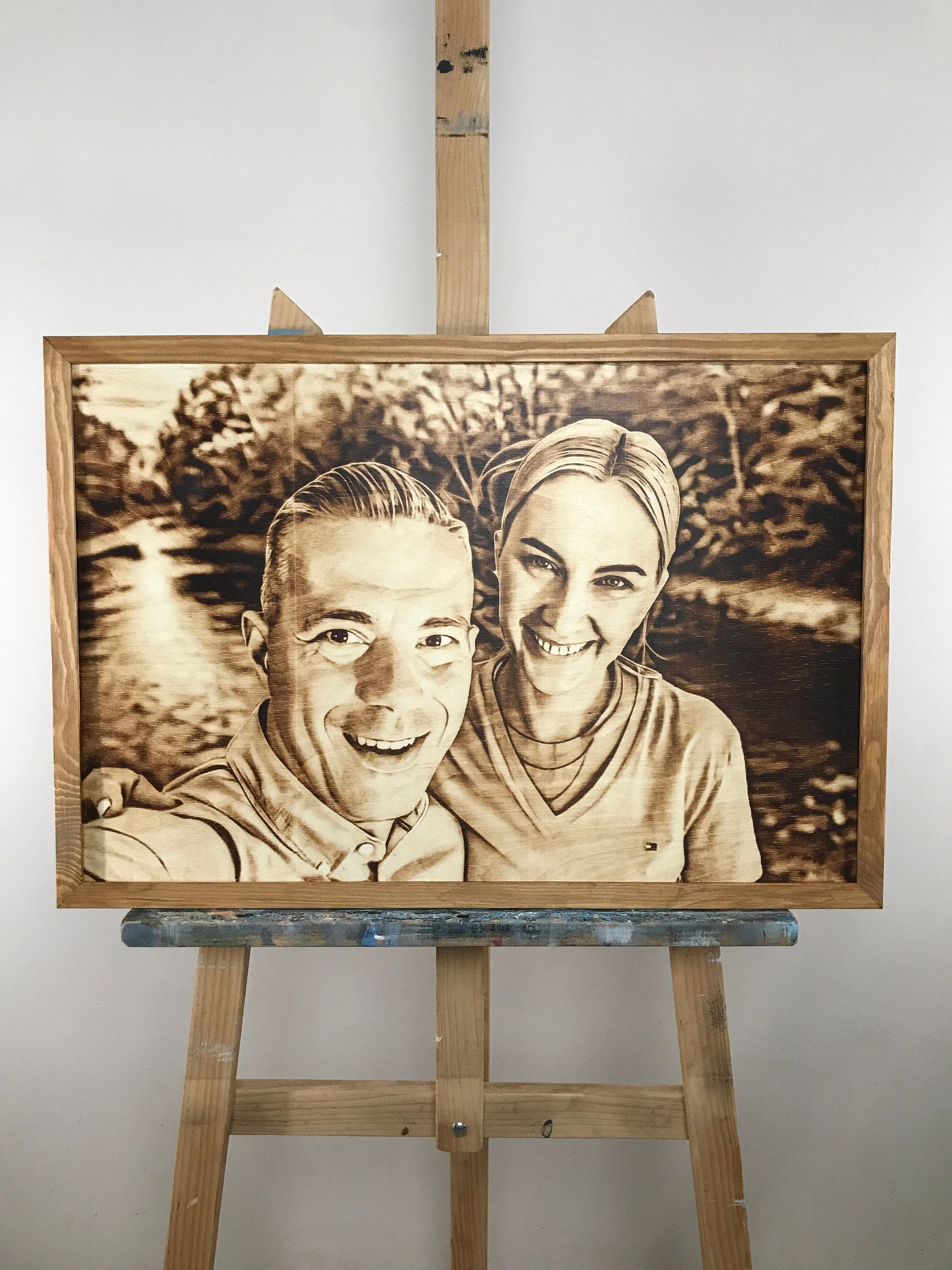 Photo Burned Onto Wood Portrait On Wood Anniversary T Etsy