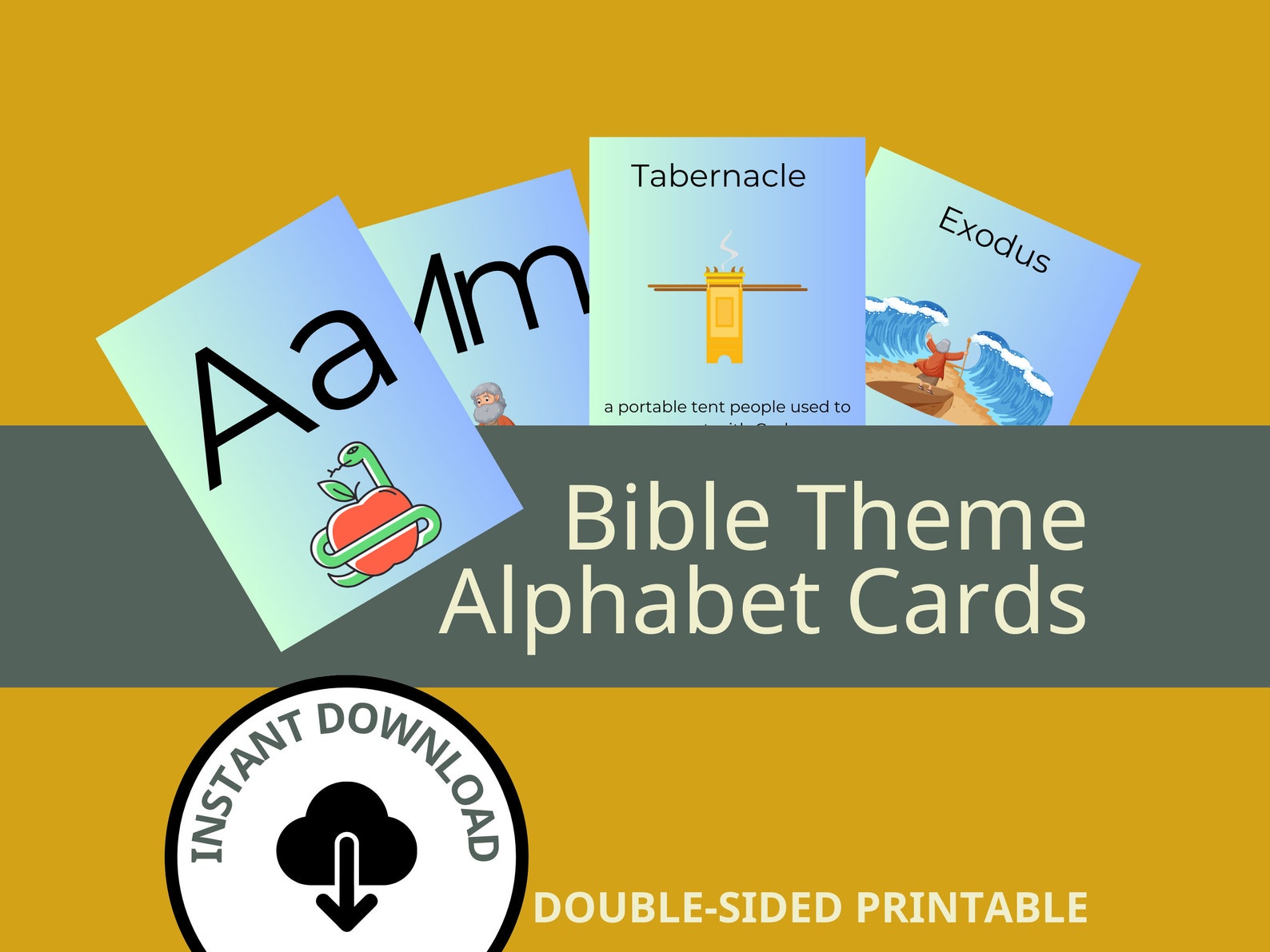 Bible Alphabet Flashcards, Homeschool ABC Learning (digital Download ...