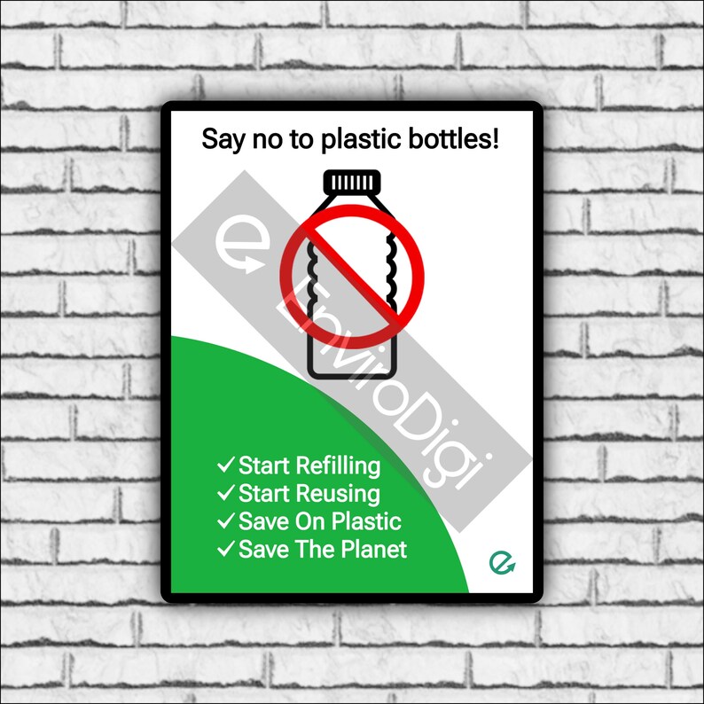 Environmental Digital Download Poster Say No to Plastic Bottles - Etsy