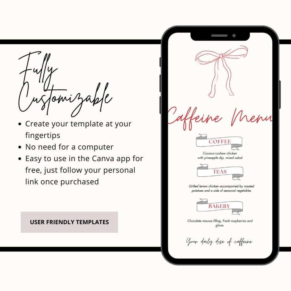 Coquette Menu Template, Coffee Menu Template, Restaurant Menu Template ...