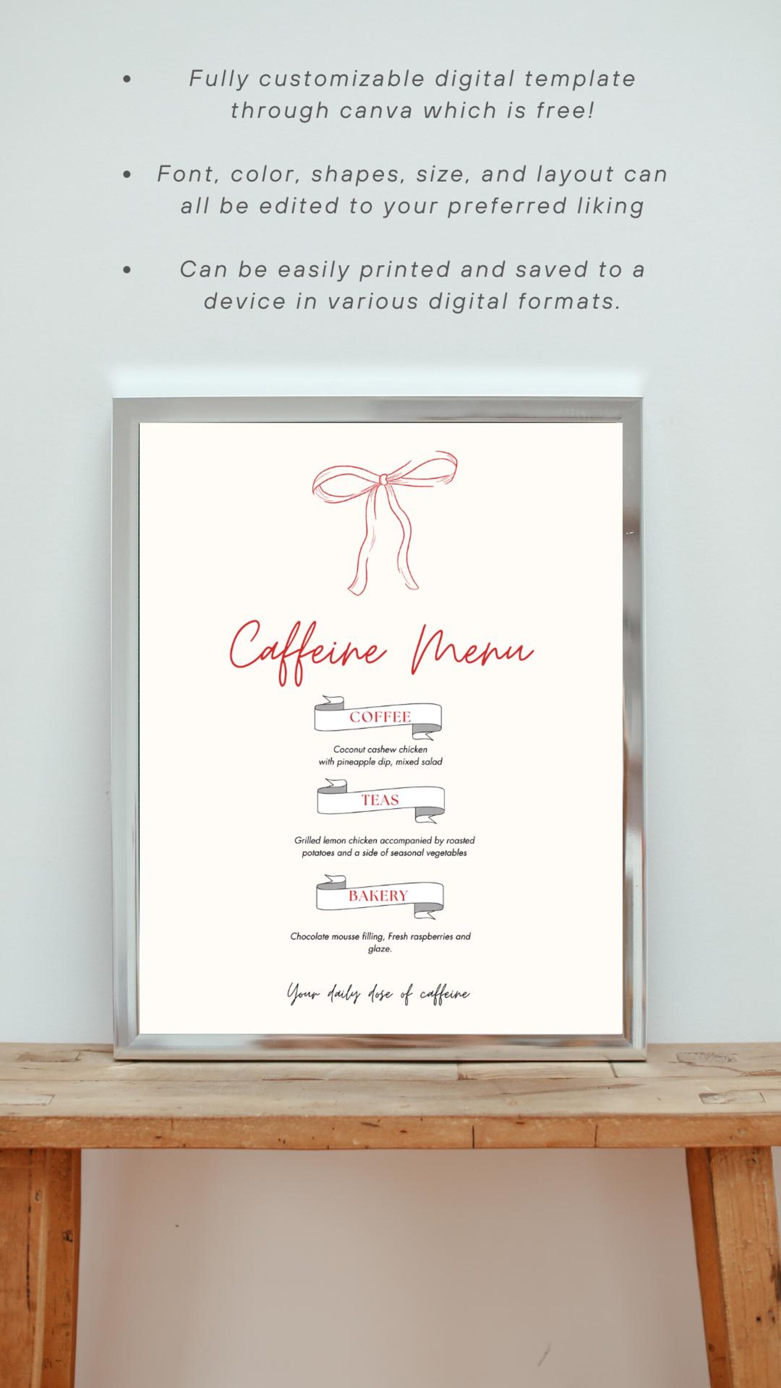 Coquette Menu Template, Coffee Menu Template, Restaurant Menu Template ...