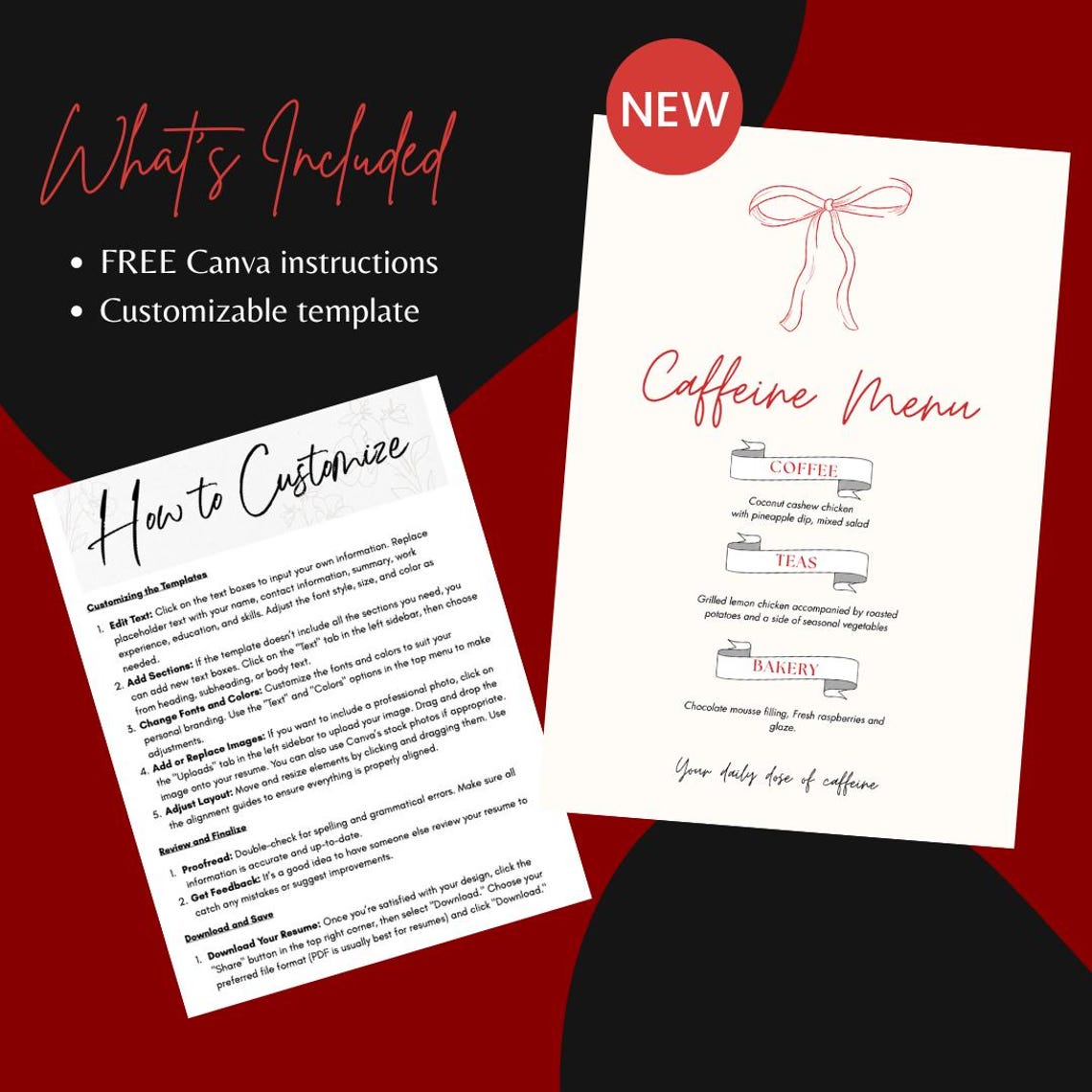 Coquette Menu Template, Coffee Menu Template, Restaurant Menu Template ...