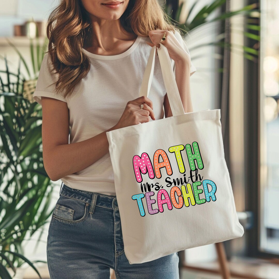 Math Teacher Personalized Canvas Tote, Gift for Mathematics Professor ...