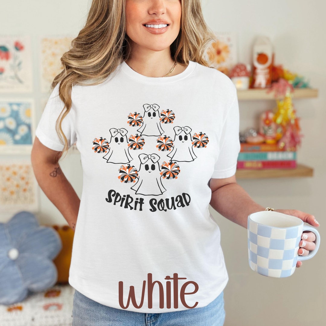 Halloween Cheerleader Ghost Comfort Colors T-shirt, Spirit Squad Cute ...