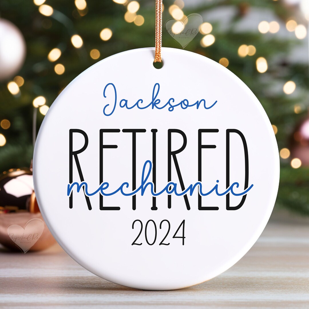 Custom Retired Mechanic Christmas Ornament, Decorative Hanging Ceramic ...